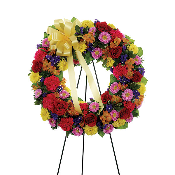 Multi-Colored Standing Sympathy Wreath for delivery today | Terry's Florist