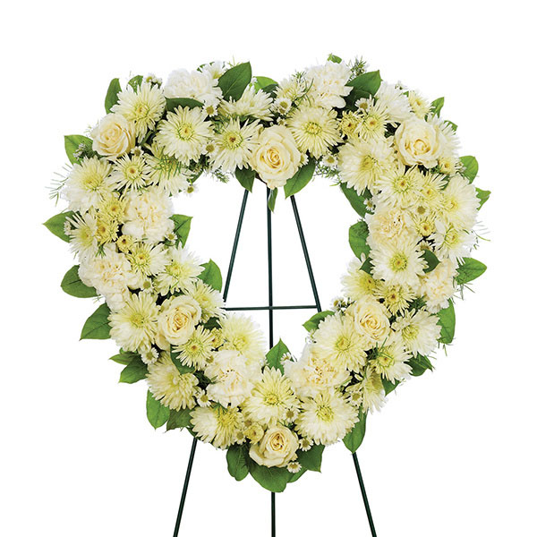 Large Open Heart Standing Spray - All White for delivery today | Ruth's ...