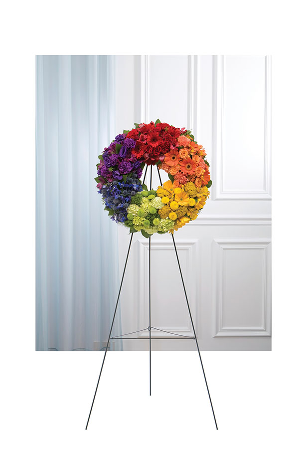 Circle of Life Rainbow Wreath for delivery today | Terry's Florist