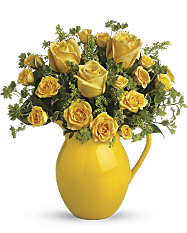 Sunny Day Pitcher of Roses for delivery today | Terry's Florist